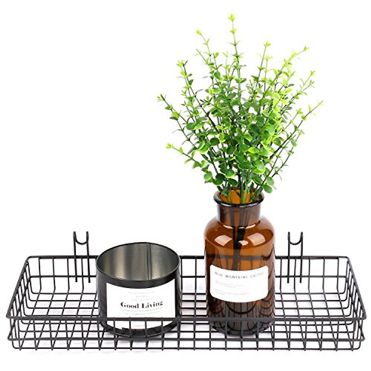 Kaforise Hanging Basket for Wire Wall Grid Panel, Multi-Function Wall Storage and Display Basket, Large Size, Black Painted
