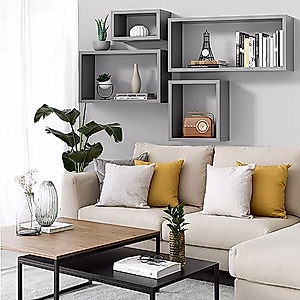 Kaboon Square Cube Floating Shelves Set2, Display Shelves Wall Mount 7.75" D x 12.5" W x 12.5" H, (Gray, 2 Cubes)