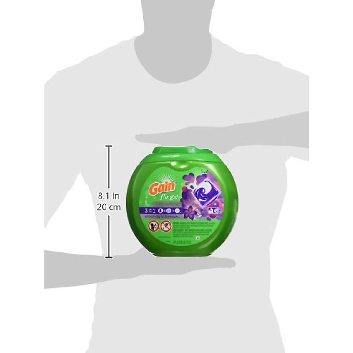 Gain flings! Liquid Laundry Detergent Pacs, Moonlight Breeze, 42 Count