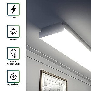 ANTLUX 4FT LED Wraparound 40W Shop Lights for Garage, 4400lm, 4000K, 4 Foot Crystal LED Wrap Light, 48 Inch Integrated Linear Strip Flush Mount Office Workshop Ceiling Lighting Fixture, 4 Pack