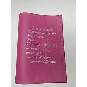 Alcoholics Anonymous AA Big Book Cover Serenity Prayer & Medallion Holder Pink