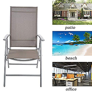 KARMAS PRODUCT Sets of 2 Folding Patio Chairs, Portable Sling Chair with Armrests for Outdoor Lawn Garden Backyard Poolside