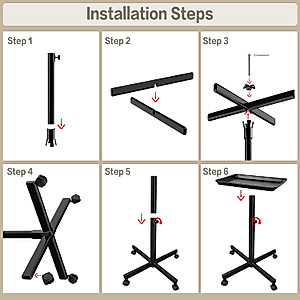 LKT COBTAC Salon Tray on Wheels-Height Adjustable Salon Rolling Tray-Color Tray for Hair Salon