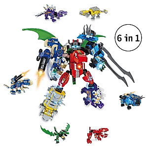 JOYIN 12 Days Christmas Advent Calendar with Cars Building Blocks 2023 Countdown Calendar with Robot Building Bricks 6-in-1 Toy Dinosaur Toy for Boys Kids Party Favors, Classroom Prizes, Xmas Gift