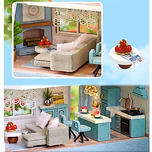 DIY Miniature Wooden Dollhouse Furniture Kit,Mini Handmade Doll House with LED,1:24 Scale Creative Woodcrafts Toys for Adult Friend Lover Birthday Gift (MoLan House)