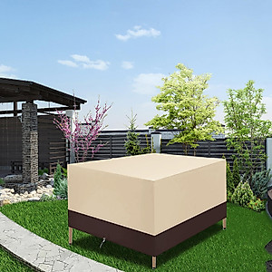 Mancro Square Patio Table Cover, 48 Inch Water-Resistant Outdoor Furniture Covers for Table and Chairs, Windproof & UV-Protection Patio Cover Fire Pit Covers 48L x 48W x 29H, Brown Outdoor Table Cover