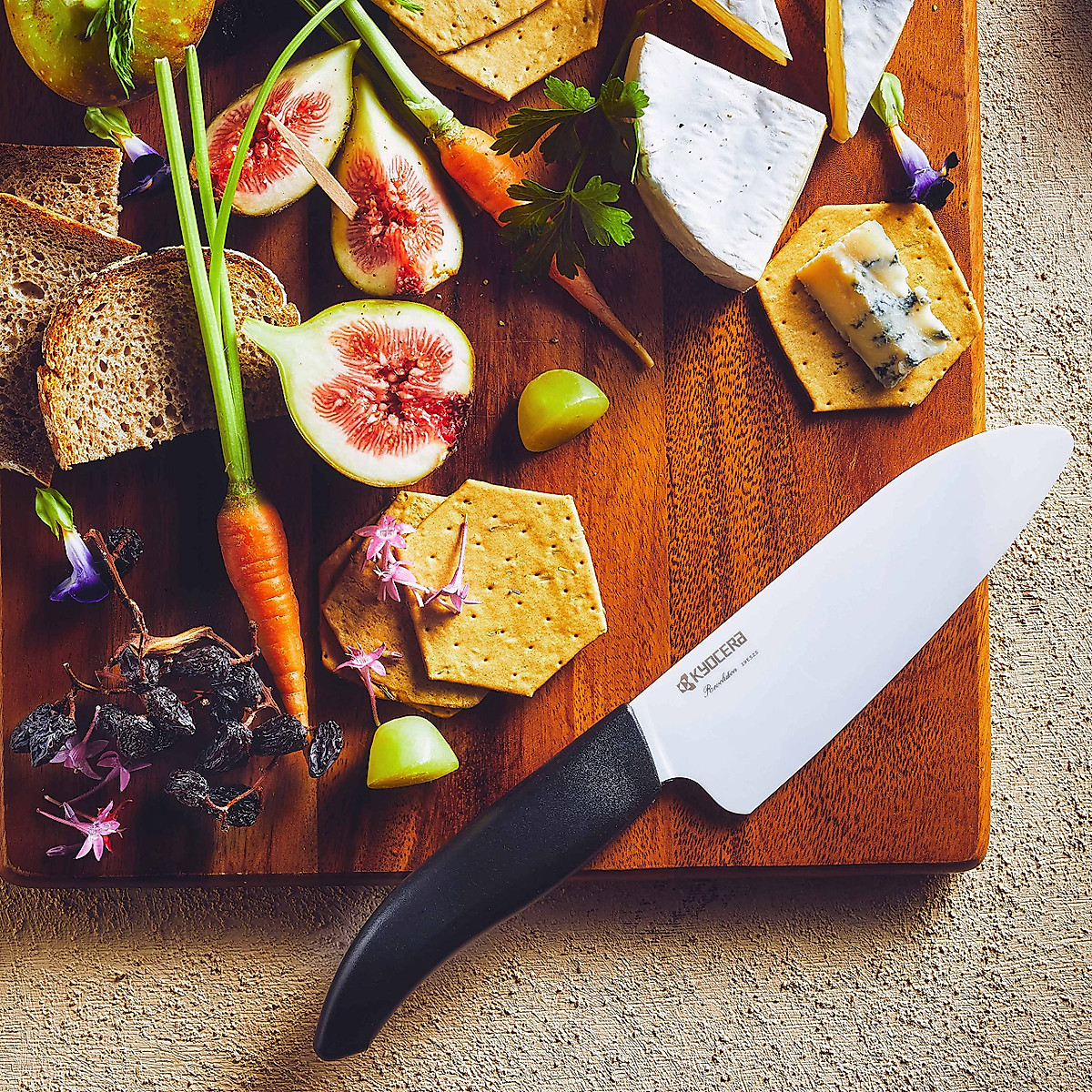 Kyocera Revolution Kitchen Ceramic Knife Set, 5.5 INCH, 3 INCH, black/white