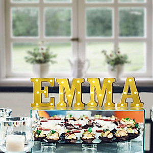 Efavormart 6" 3D Gold Marquee Letters 5 LED Light Up Letters Warm White LED Letter Lights - E