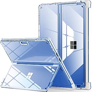 INFILAND Microsoft Surface Pro 11 AI/10/9 5G Case 13 Inch 2022, Full Crystal Clear [Anti-Yellowing] All-in-one Protection Shell Cover, Work with Type Cover Keyboard & Surface Slim Pen 2, Bayer Clear