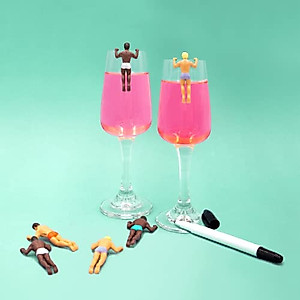 NPW Classic Themed Reuseable Glass Drink Markers, 12 Count, Multi Color