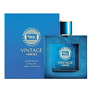 Hybrid & Company Vintage Heroes Parfum for Men Mint Geranium Vanilla Cologne, Long Lasting Concentrated Luxury fragrance, 3.4 Fl Oz/100 Ml