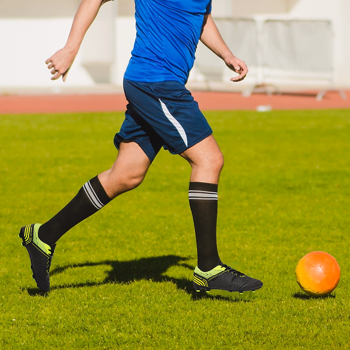 DREAM PAIRS Mens Cleats Football Soccer Shoes,Size 10,Black/Neon/Green,160859-M