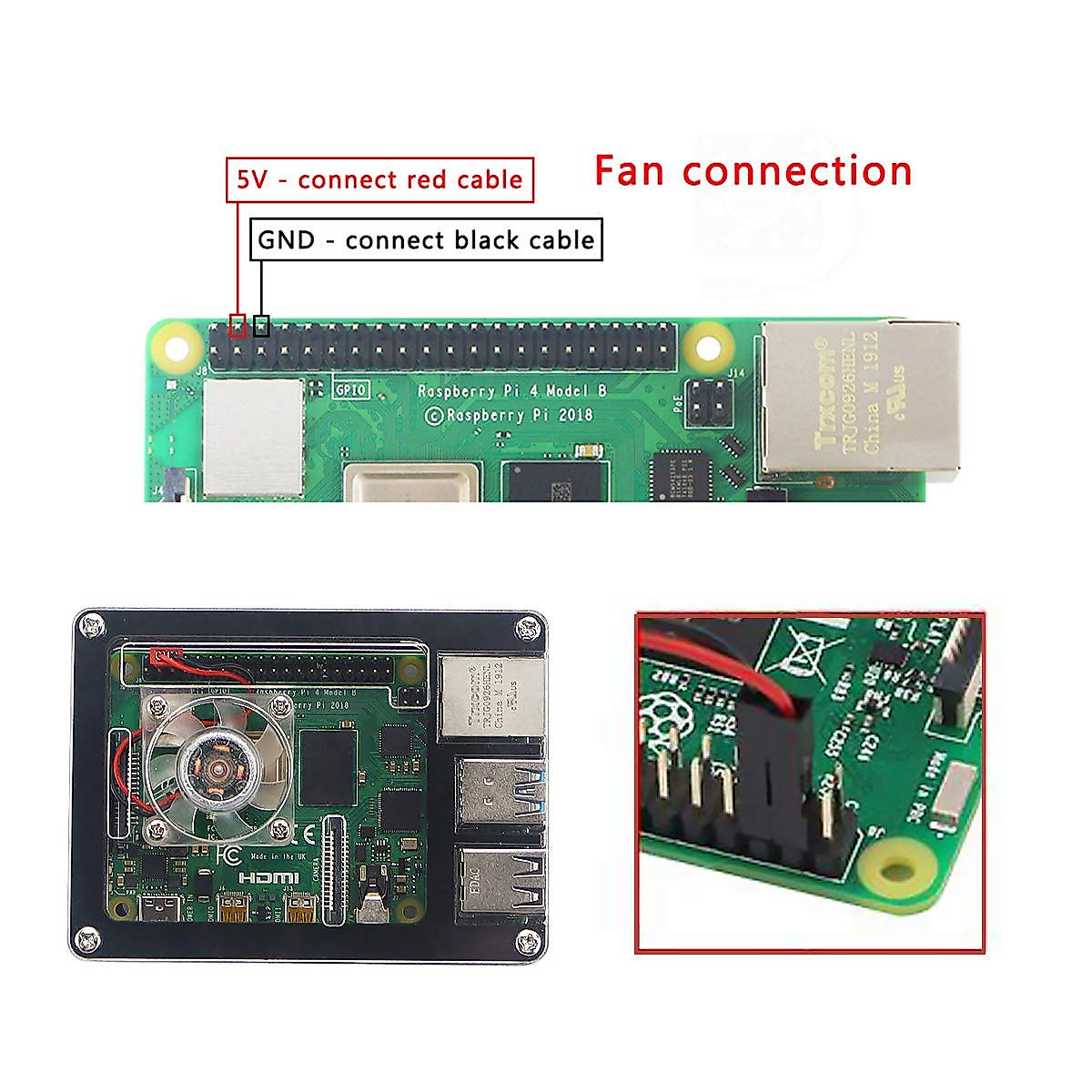 MakerFocus 2pcs Raspberry Pi 4 Fan, Raspberry Pi Cooling Fan DC Brushless CPU Quiet LED Cooling Fan 30mm 30mm Fan Cooler Radiator 3 to 5.8V for Raspberry Pi 4 Model B, Raspberry Pi 3B+ 3B 2B+