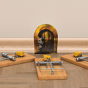 12 Pieces Mouse Hole Wall Sticker for Wall 3D Mouse Hole Wall Decal Mouse Reading Book in Wall Sticker Mural Realistic DIY Home Decal Animal for Home Nursery Wall Decor