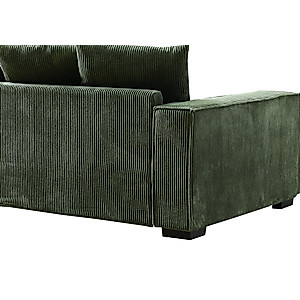 Container Furniture Direct Luxe Large Two-Piece Right Facing Sectional Sofa for Living Room, 106.7-Inch L Shaped Loveseat and Chaise, Upholstered with Corduroy Fabric, 3, Dark Green