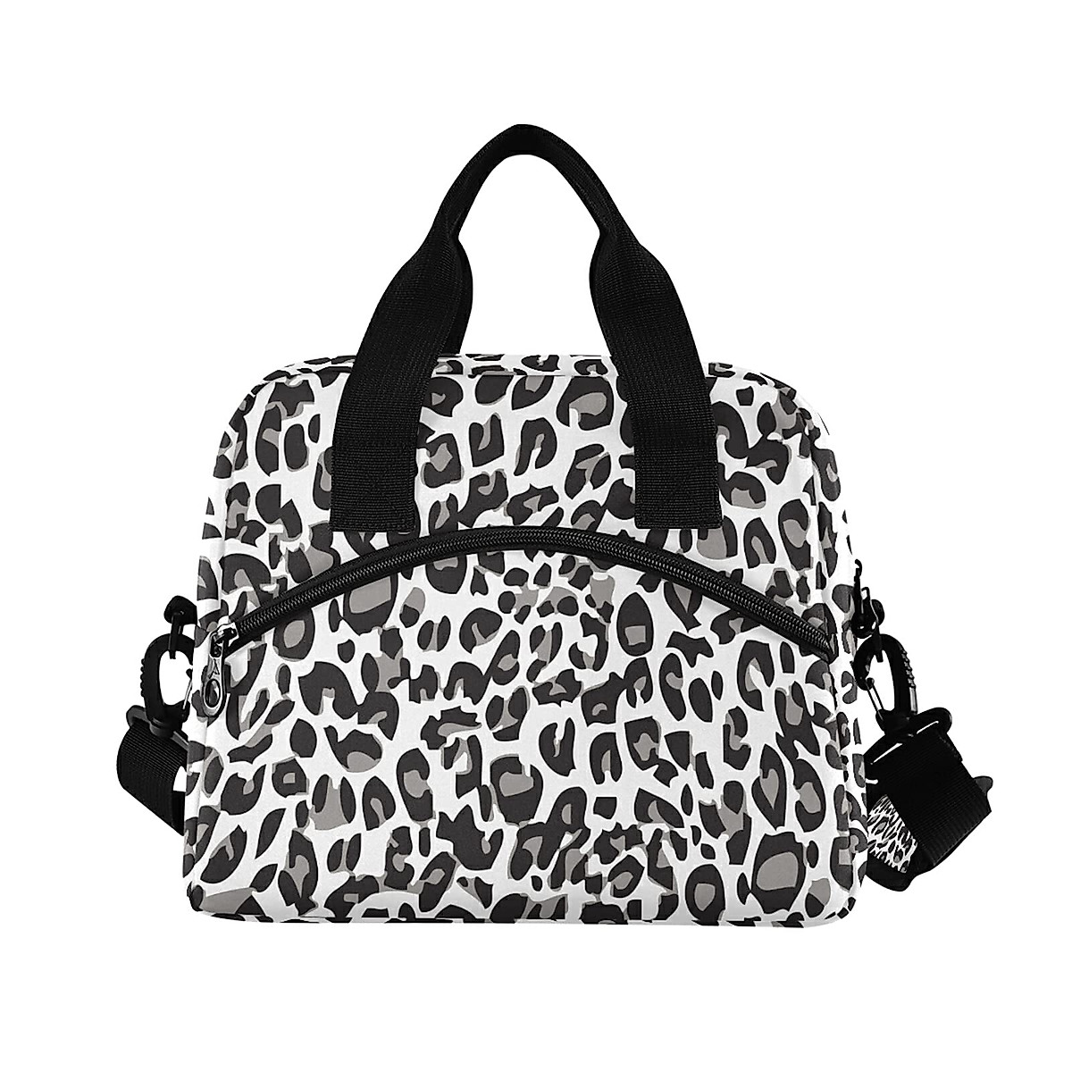 Black And White Leopard Lunch Tote Bags for Women Leakproof Lunch Bag lunch Box Lunch Cooler Bag(6te6b)