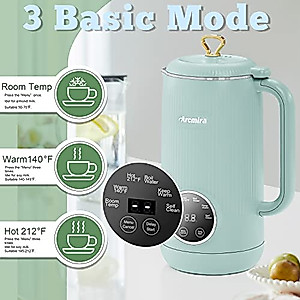 Arcmira Automatic Nut Milk Maker, 20 OZ Homemade Almond, Oat, Soy, Plant-Based Milk and Dairy Free Beverages, Almond Milk Maker with Delay Start/Keep Warm/Boil Water, Soy Milk Maker with Nut Milk Bag