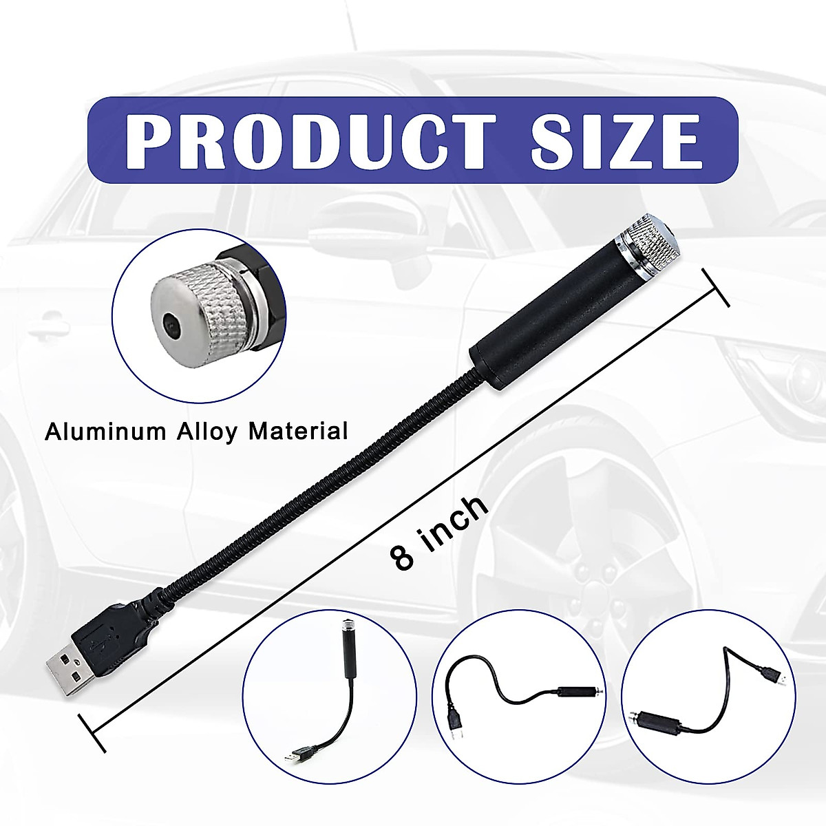 jeseny Pack-1 USB Star Projector Night Light, Car Ceiling Interior Roof Lights, Portable Adjustable Romantic Decorative Lights for Bedroom, Car, Party, Wall, Ceiling (Purple Blue)