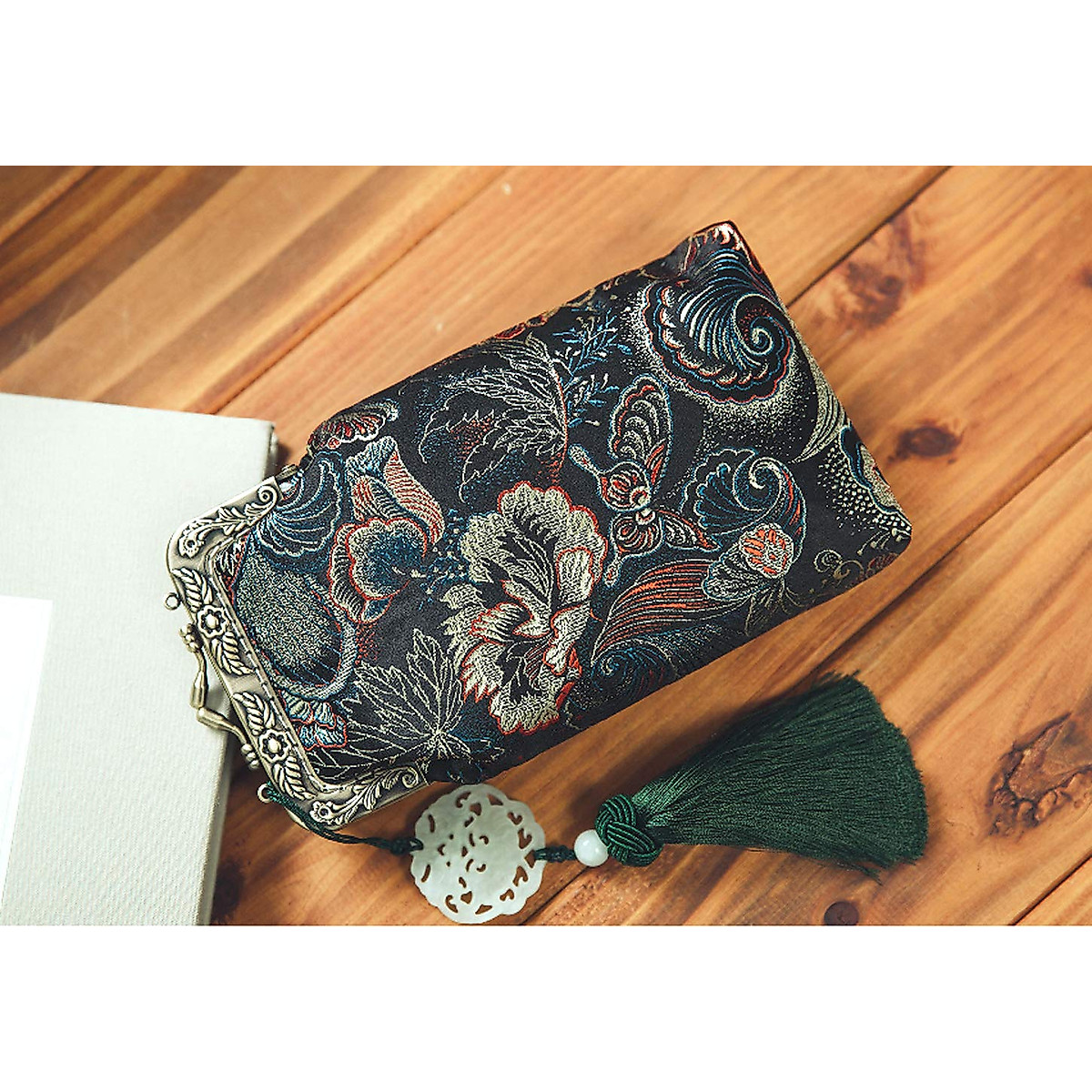 Jan&Dee Silk Womens Small Crossbody Bag, Tassel Cell Phone Purse Holder Wallet Butterfly