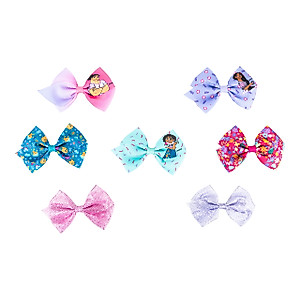 Disney Encanto Bow Bundle 7 Pcs 4 Inch Bundle - Hair Bows for Girls - Different Encanto Image on Each Clip - Alligator Clip - Ages 3+ Hair Accessories Bows for Girls