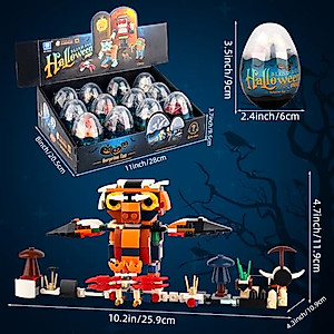 Hxezoc 12 in 1 Halloween Mini Building Blocks for Kids, Surprise Splice Eggs with Toys Zombie, Skeleton, Witch, Bat Building Blocks for Kids Halloween Birthday Party Favors Party Games Supplies
