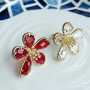 AIKAITUO Transparent Crystal Large Petal Adjustable Ring Fashion Women's Clothing Accessories & Personalized Ball Party Christmas Gift