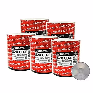 500 Pack Ridata CD-R 52X 700MB 80Min Branded Logo Blank Media Recordable Disc