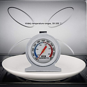Stainless Steel Pointer Dial Oven Thermometer Instant Read Extra Large Dial Clearly Display Shows Marked Temperatures for Home Kitchens Cooking with Hook