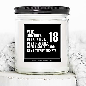 YouNique Designs 18th Birthday Candle 9oz Candle Gifts for 18 Year Old Girl, Boy, Daughter, Son, Male, Him, 18th Birthday Candles Gifts for Turning 18, 18th Birthday Present (Mahogany Teakwood)