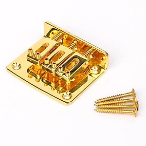 BQLZR 3 String Guitar Hard-tail Tailpiece Bridge,Zinc Alloy Electric Guitar Hardtail Bridge with Screws & Wrench Electric Guitar Bridge Golden Silver Black Pack of 3