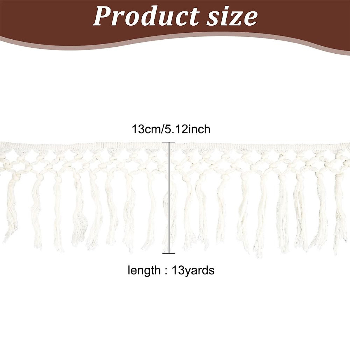 WEBEEDY 5 Yards 13cm Wide Tassel Fringe Trim White Trim Fringe by The yard Boho Tassel Ribbon for Table Clothes Accessories Lamp Shade Decoration Wedding Dress Sewing Edging Crafts, Beige