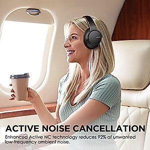 AUSDOM E7 Bluetooth Noise Cancelling Headphones: Wireless Over Ear ANC Headphones with Microphone, 50H Playtime, Hi-Fi Stereo Sound, Deep Bass, Comfortable Protein Earpads for Travel Work Home Office
