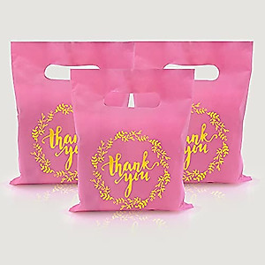TOSPARTY Plastic Thank You Merchandise Bags Party Present Bags Candy Cookie Treat Bags for Birthday Party Baby Shower Wedding Christmas Retirements