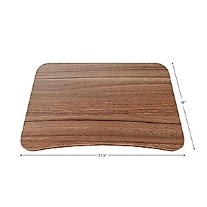 Contemporary Workpad Height Adjustable Laptop Cart Desk with Pneumatic Mechanism, Mobile Tilt, Locking Castors, Ergonomic Curved Desktop, for Office, College, 19 x 28 in. Walnut Top