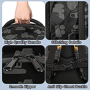 OMFUNS Excavator Truck Custom Name School Backpack for Boy Girl Teen Cool Car Personalized Student Bookbag for Primary Junior College Customized Laptop Backpack for Men Women