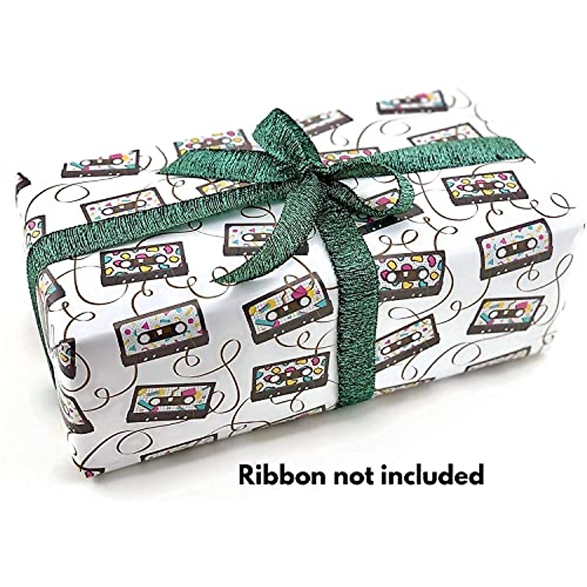Stesha Party 80s 90s Cassette Tape Gift Wrapping Paper - Folded Flat 30 x 20 Inch (3 Sheets)