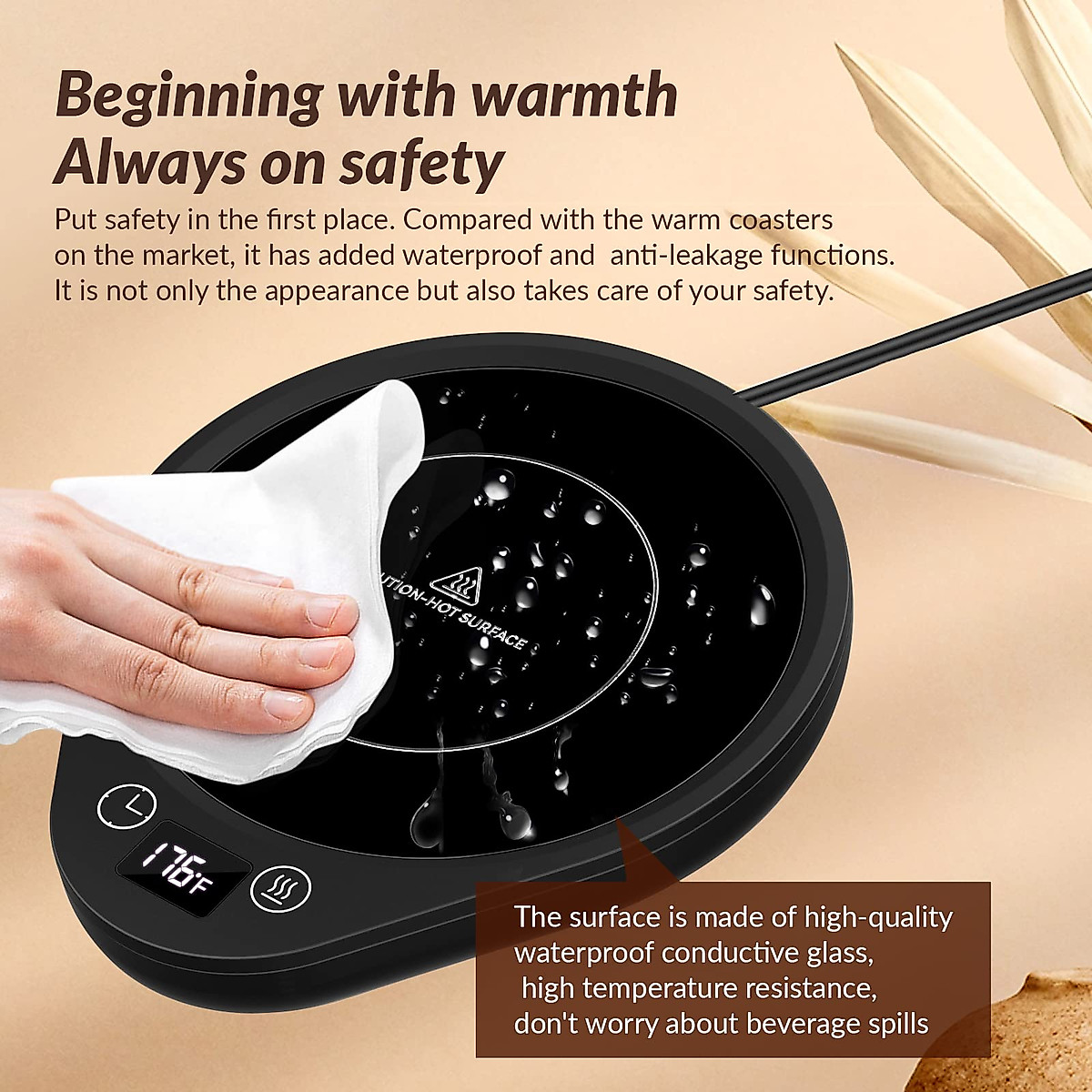 Mug Warmer, Upgrade Coffee Warmer & Cup Warmer for Desk with 3 Temperature Settings, More Hot Coffee Mug Warmer with Timer, 4H Auto Shut Off for Keep Best Flavor for Cocoa, Tea, Water, Milk, Black