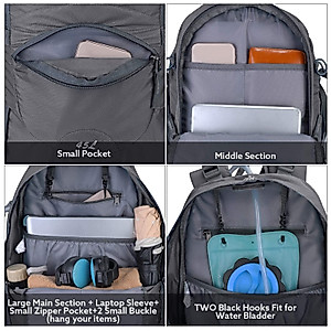 G4Free 45L Hiking Travel Backpack Waterproof with Rain Cover, Outdoor Camping Daypack for Men Women (Dark Grey)