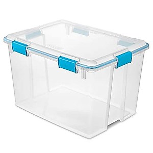 Sterilite 80 Quart Clear Plastic Stackable Storage Container Box Bin with Air Tight Gasket Seal Latching Lid Long Term Organizing Solution, 16 Pack