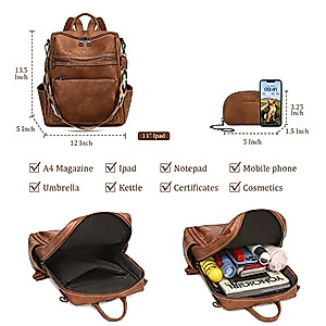 AGLOD Leather Backpack Purse for Women Designer Ladies Shoulder Bag Fashion Faux Work Travel Handbags