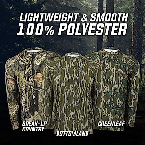 Mossy Oak Men's Standard Hunting Shirt Camo Clothes Long Sleeve, Greenleaf, 2X