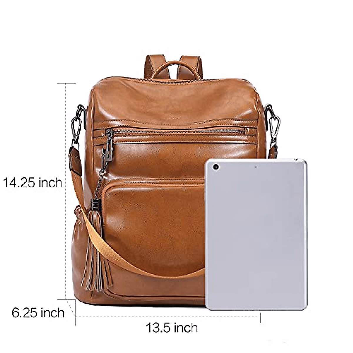 CLUCI Womens Backpack Purse Fashion Vegan Leather Convertible Large Travel Ladies Shoulder Bag with Tassel