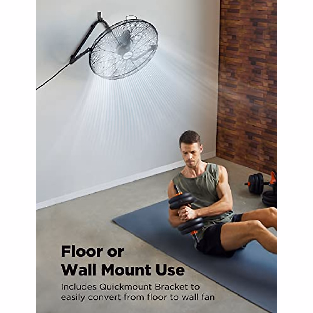 Pelonis Fan 20 Inch Floor Fan | Heavy Duty All Metal High Velocity Floor Fan with 3-Speeds| Adjustable Tilting Head | Quickmount Bracket for Home, Industrial, and Commercial Use