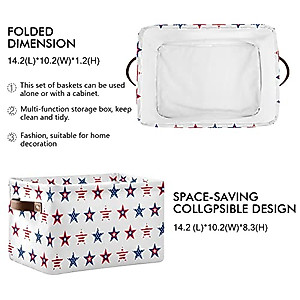 American Stars Storage Basket, 4 of July Large Storage Bin Fabric Collapsible Organizer Bag with Handles 15x11x9.5 inch