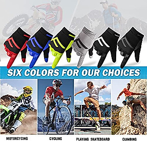FIORETTO Mountain Bike Gloves for Men Women Motorcycle Cycling Gloves with 5MM SBR Pad Touch Screen Knuckle Protection Motocross Gloves for BMX ATV MTB Racing