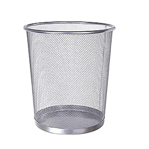 Cabilock Trash Can Stainless Metal Mesh Wastebasket Garbage Container Retro Waste Bin Steel Mesh Garbage