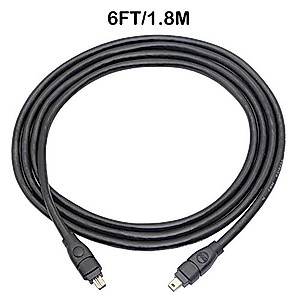 GINTOOYUN FireWire 400 Cable Cord 4 Pin to 4 Pin Male to Male iLink DV Cable Firewire 400 IEEE 1394 Cord for Computer Laptop PC to Camcorder - 6 Feet Black