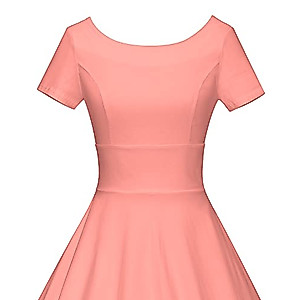 GownTown Women's 1950s Vintage Dresses Cap Sleeves Cocktail Stretchy Dresses with Pocket Red