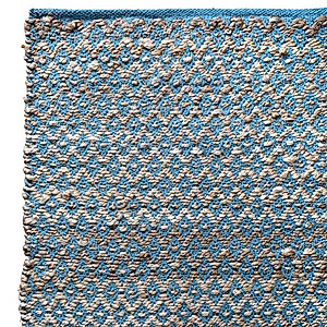 Jute Cotton Rug 2x3'- Hand Woven by Skilled Artisans, for Any Room of Your Home décor - Reversible for Double The wear - Diamond Design - Jute Cotton Rug - Natural Teal,Kitchen Rug,Entry Way Rug
