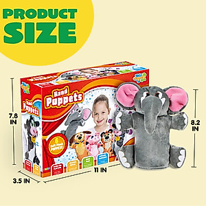 JOYIN 6Pcs Kids Hand Puppet Set, Toddler Animal Plush Toy Includes Elephant, Unicorn, Puppy, Pig, Tiger and Cow for Boys Girls Show Theater, Birthday Party Gifts, Easter Basket Stuffers